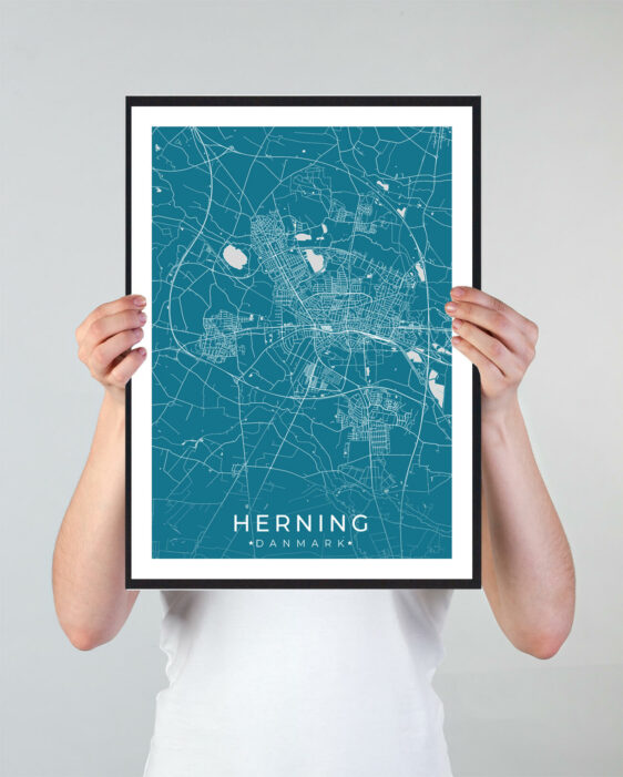 Herning by plakat - blå | Stort udvalg af plakater | Topscore på Trustpilot