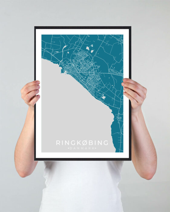 Ringkøbing by plakat - blå | Stort udvalg af plakater | Topscore på ...