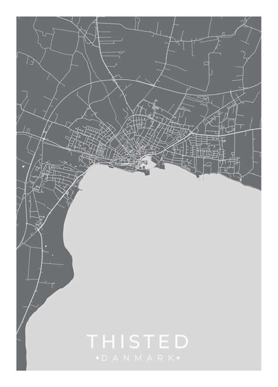 Thisted by plakat - grå | Stort udvalg af plakater | Topscore på Trustpilot