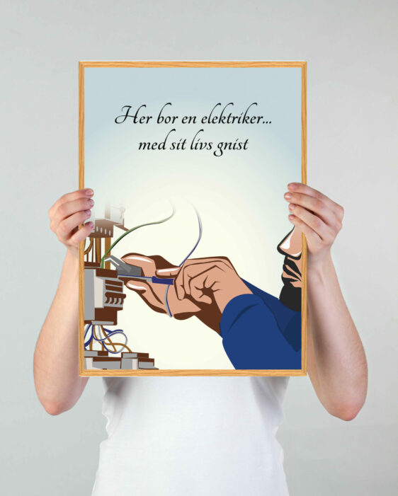 Her bor en elektriker... - plakat | Stort udvalg af plakater | Topscore ...