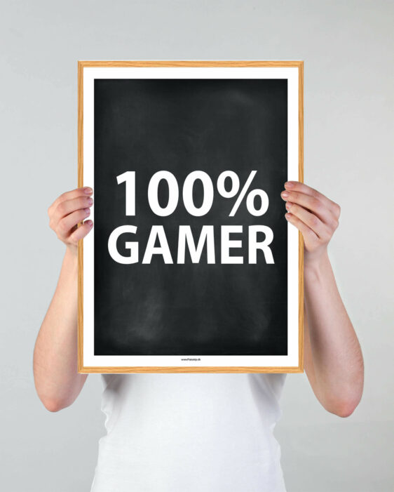 100% GAMER - gamerplakat (sort PC) | Stort udvalg af plakater ...