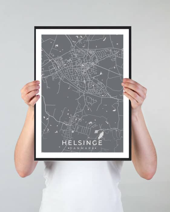 Helsinge by plakat - grå | Stort udvalg af plakater | Hurtig levering