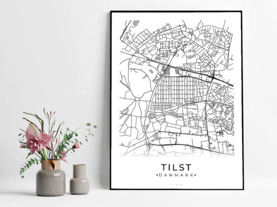 Tilst by plakat - hvid | Stort udvalg af plakater | Hurtig levering