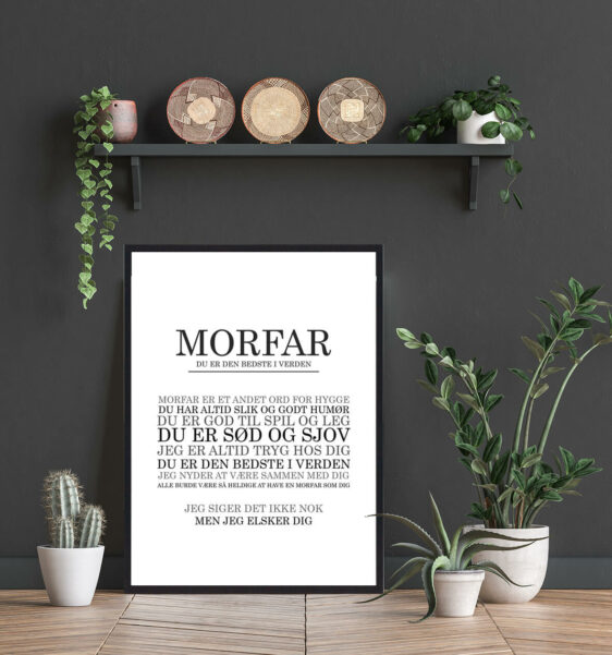 Morfar plakat | Glæd din morfar med en sød plakat | 👴