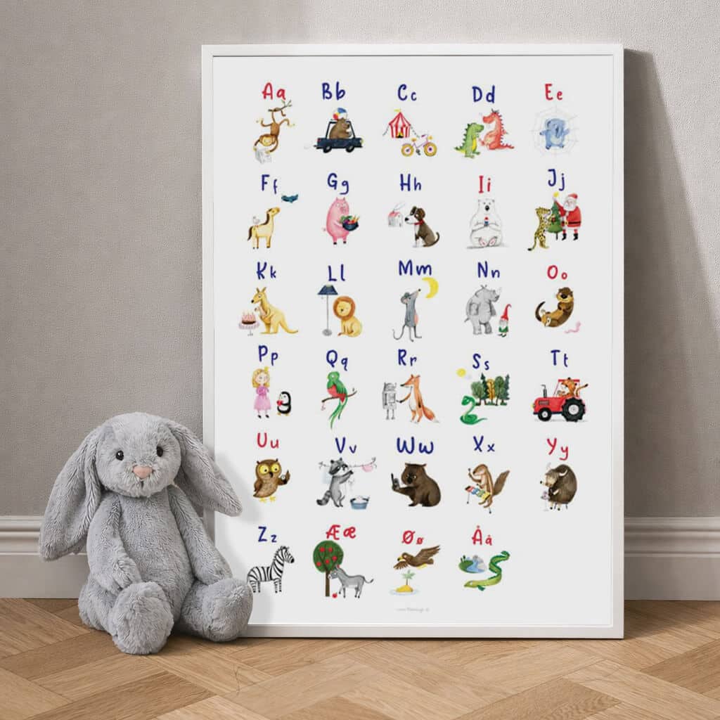 Håndtegnet ABC-plakat | Pynt børneværelset med abc plakater