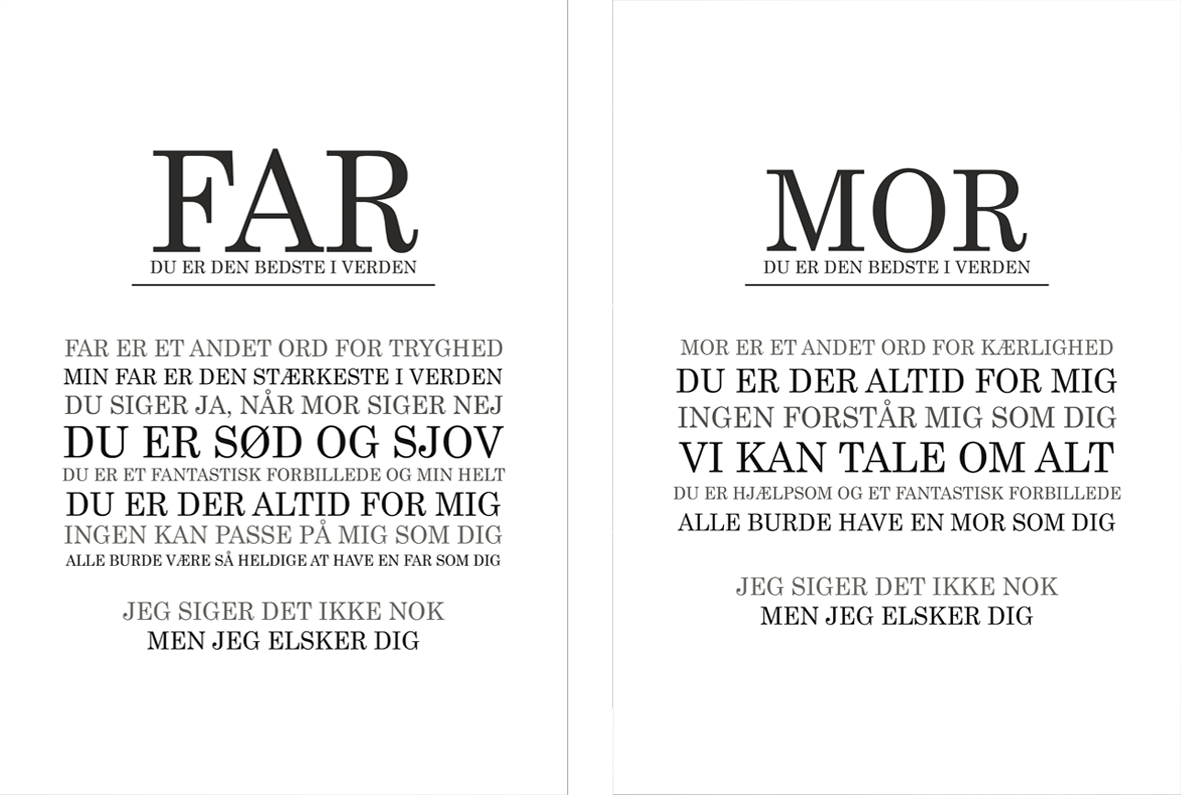Mormor og morfar plakatsæt | Gaveidé til morfar og mormor
