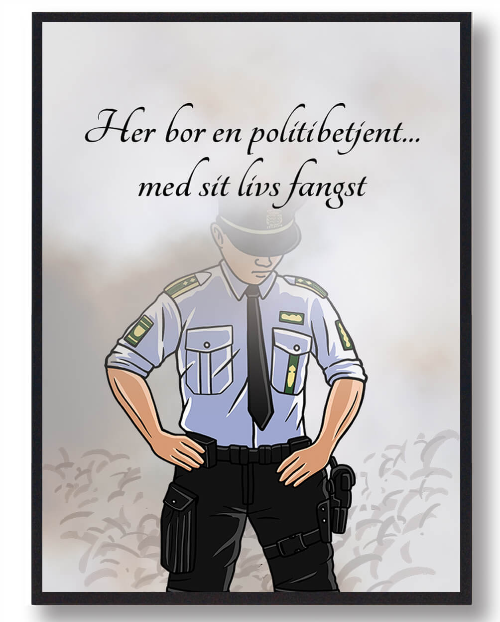 Her bor en politibetjent... - plakat (mand) | Stort udvalg af plakater ...